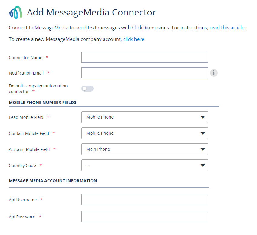 MessageMedia Connector Setup – Click's CRM