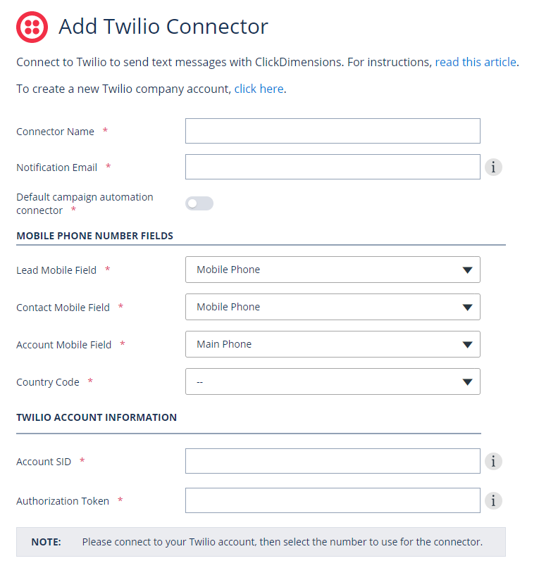 Twilio Connector Setup – Click's CRM